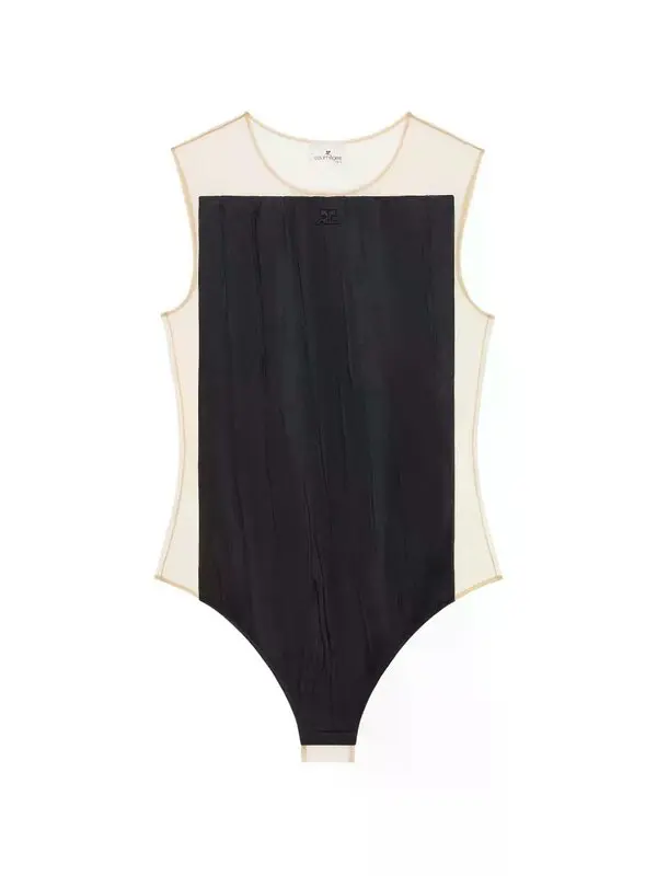 COURREGES Illusion Crinkled-satin Bodysuit - Black