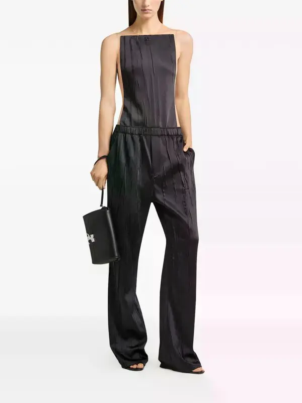 COURREGES Illusion Crinkled-satin Bodysuit