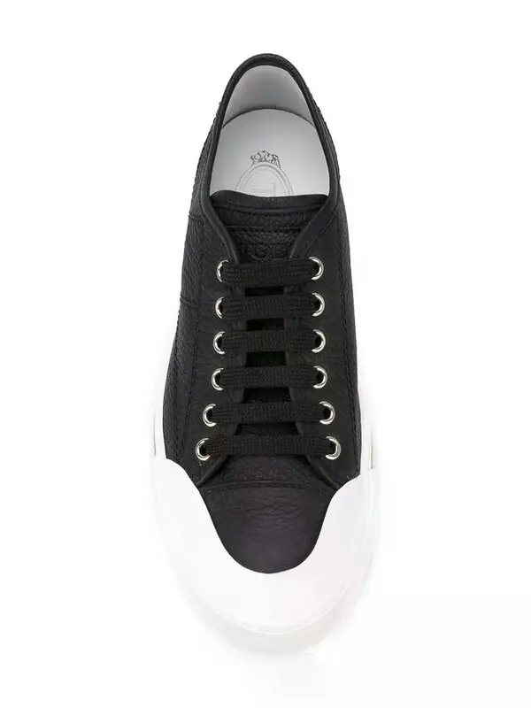 TOD'S Classic Leather Lace-up Sneakers With Cap Toe And Braided Trim