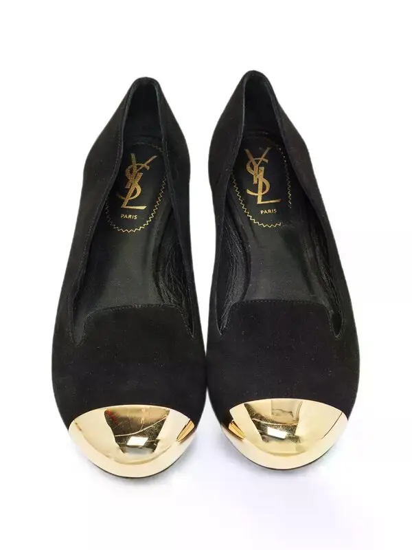Saint Laurent Suede Cap-toe Ballet Flats