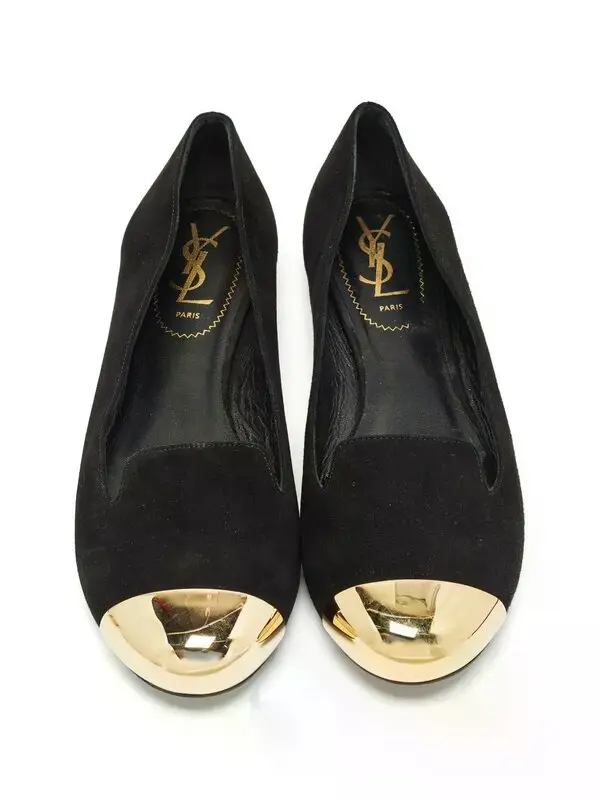 Saint Laurent Suede Cap-toe Ballet Flats