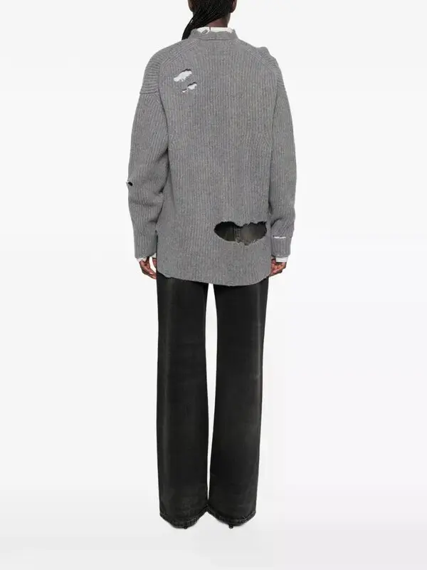 HAIKURE Distressed Ribbed Cardigan