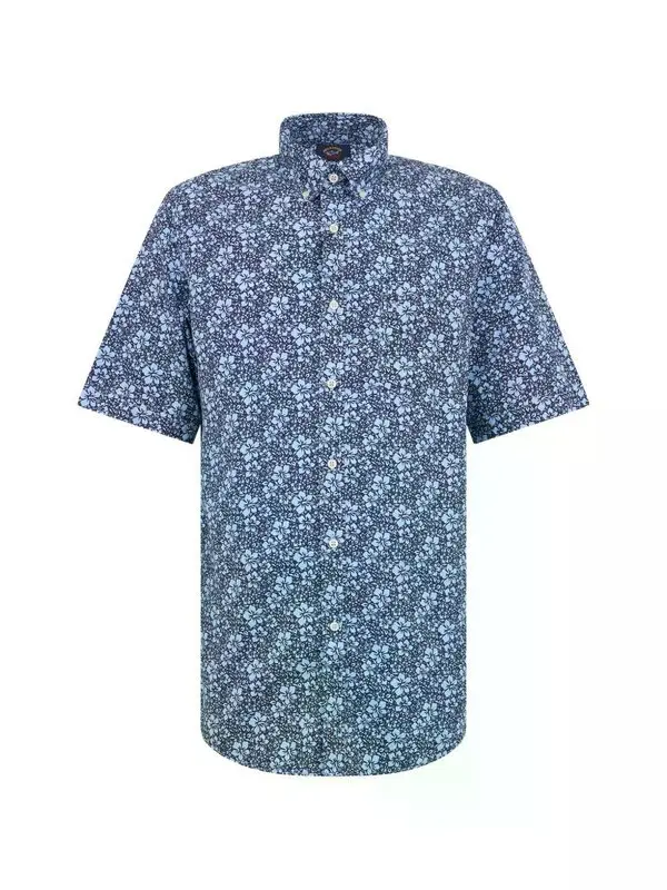 Paul & Shark Floral-print Short-sleeve Shirt - Blue