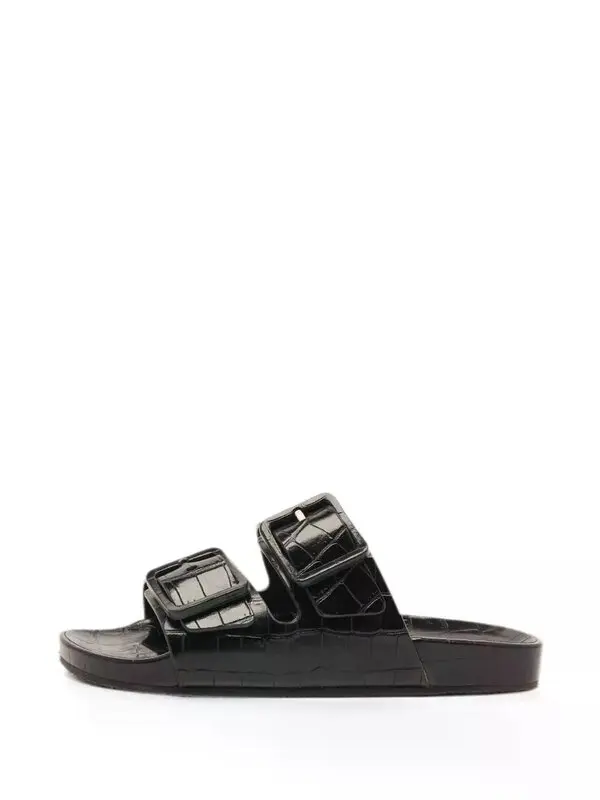 Balenciaga Mallorca Crocodile-embossed Buckle Sandals - Black