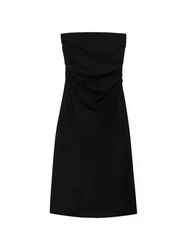 ANINE BING Tyla Strapless Gathered Midi Dress - Black