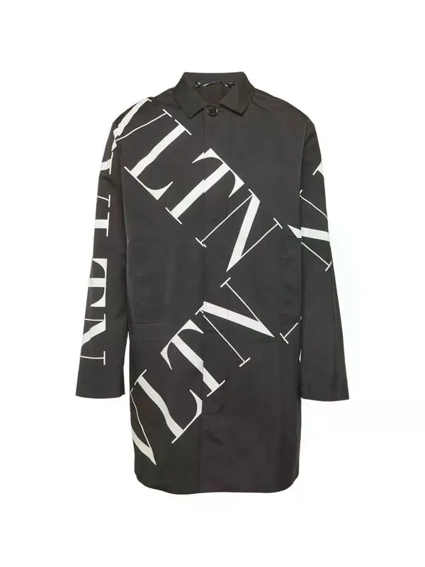 Valentino Garavani Vltn Logo Print Coat - Black