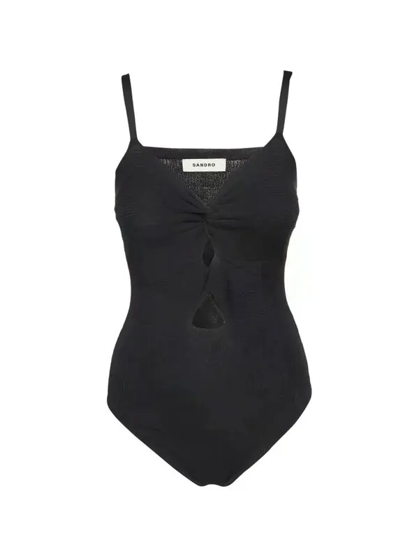 Sandro Ribbed-knit Cut-out Bodysuit - Black