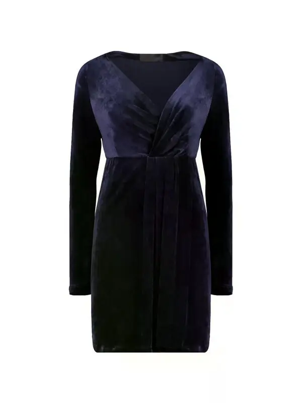 Alberta Ferretti V-neck Long-sleeve Mini Dress - Blue