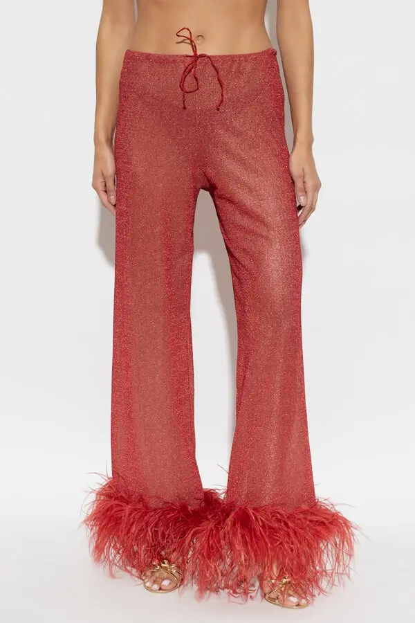 Oseree Pants With Feathers