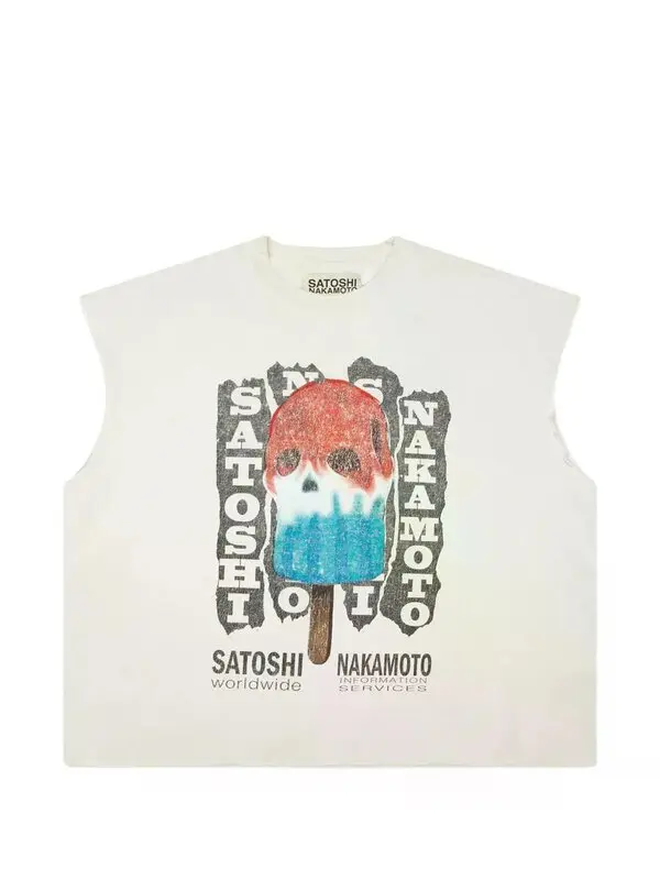 SATOSHI NAKAMOTO Graphic-print Sleeveless Top