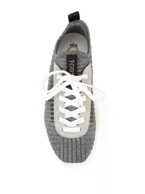 TOD'S Ribbed Glitter Lace-up Sneakers