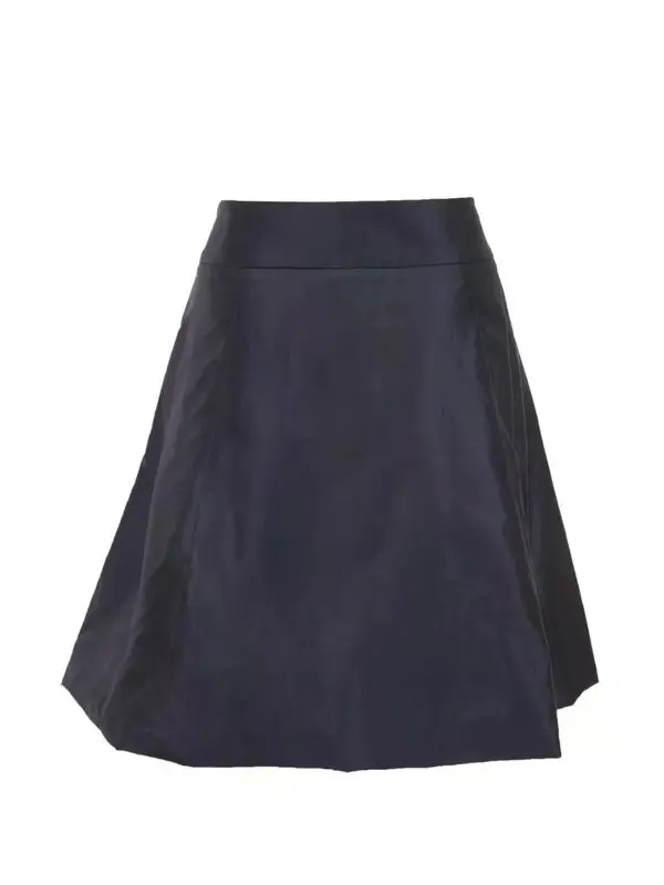 Giorgio Armani Navy Silk Blend Flared Mini Skirt - Blue