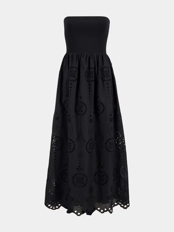 Matteau Strapless Knit And Broderie Midi Dress
