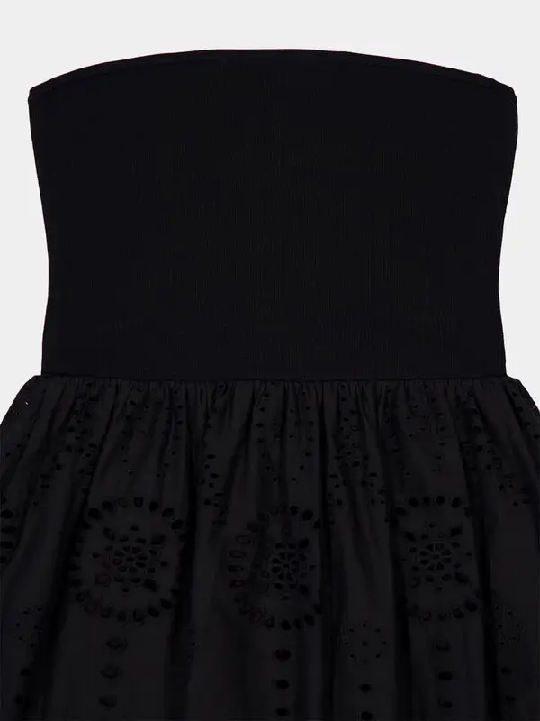 Matteau Strapless Knit And Broderie Midi Dress