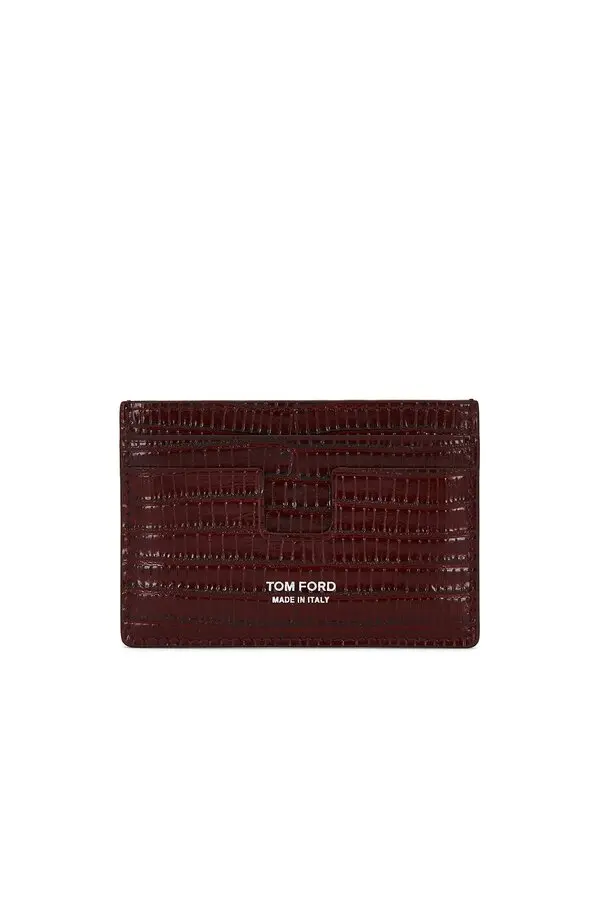 TOM FORD Printed Tejus T Line Classic Card Holder In Red - Ruby Red