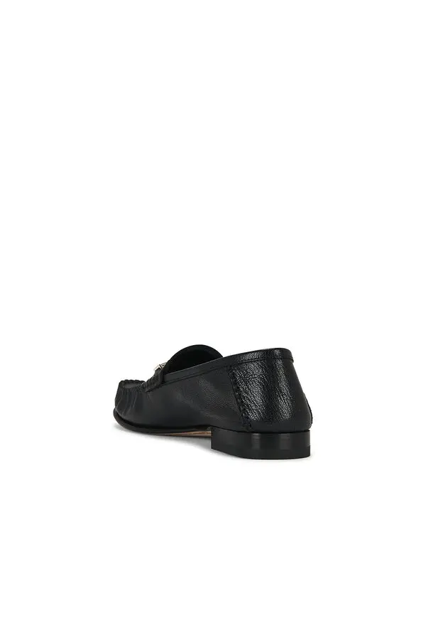 TOM FORD Shiny Goat Leather Double T Hardware Loafers - Black