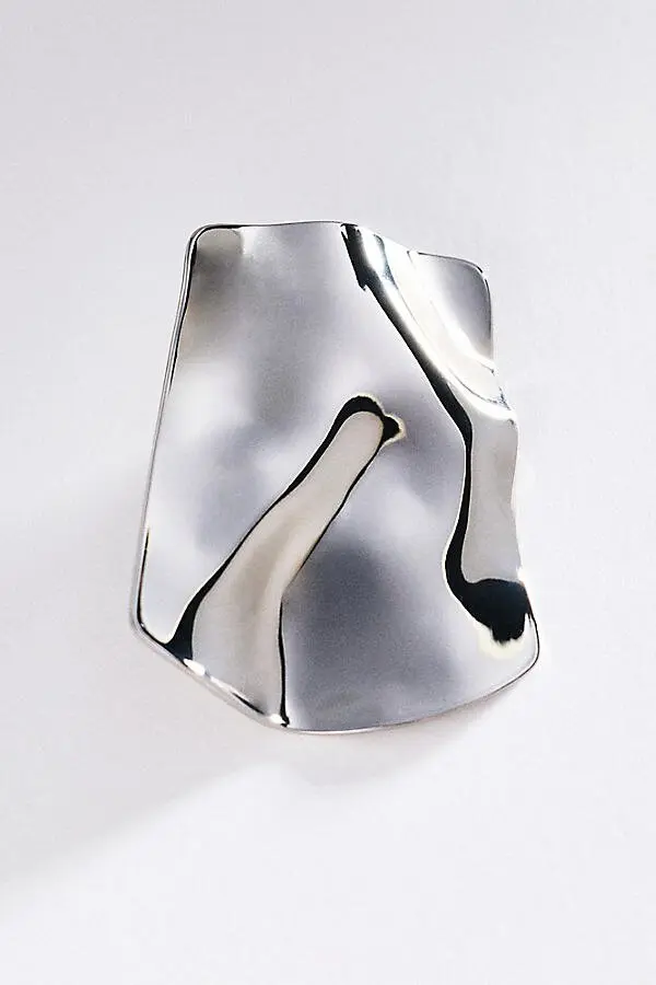 Anthropologie Hammered Metal Post Earrgs - Silver