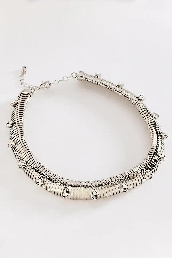 Anthropologie Ribbed Crystal Collar Necklace