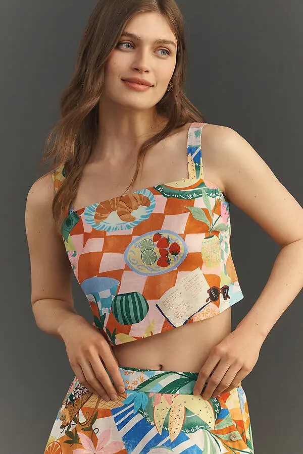 HUTCH Adri Crop Top - Yellow Pattern