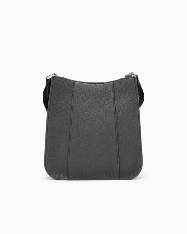 Giorgio Armani Grained Leather Crossbody Shoulder Bag - Grey