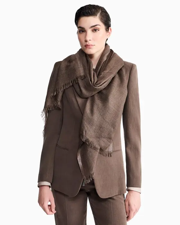 Giorgio Armani Stole In Cashmere And Silk With A Shiny Viscose Border