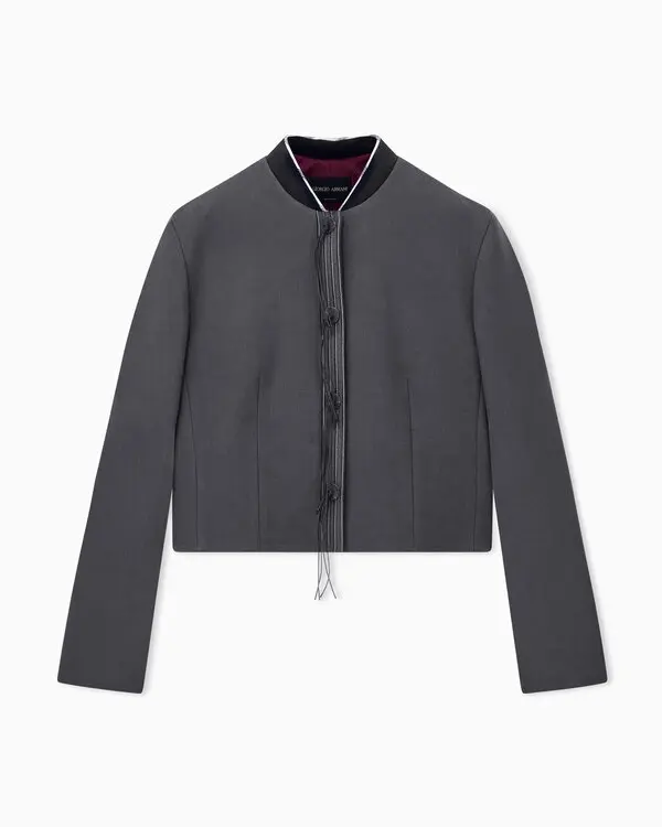 Giorgio Armani Slim-fit Virgin Wool Blazer With Horn Buttons And Tassels - Grey