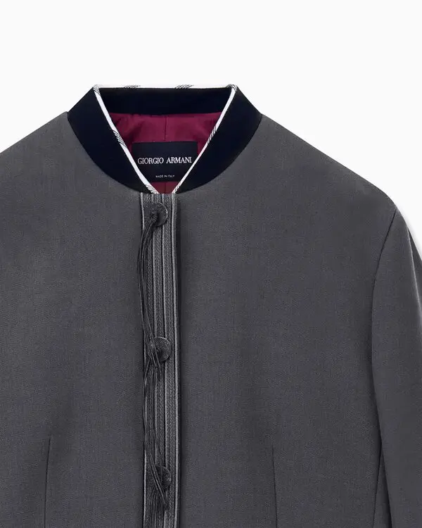 Giorgio Armani Slim-fit Virgin Wool Blazer With Horn Buttons And Tassels