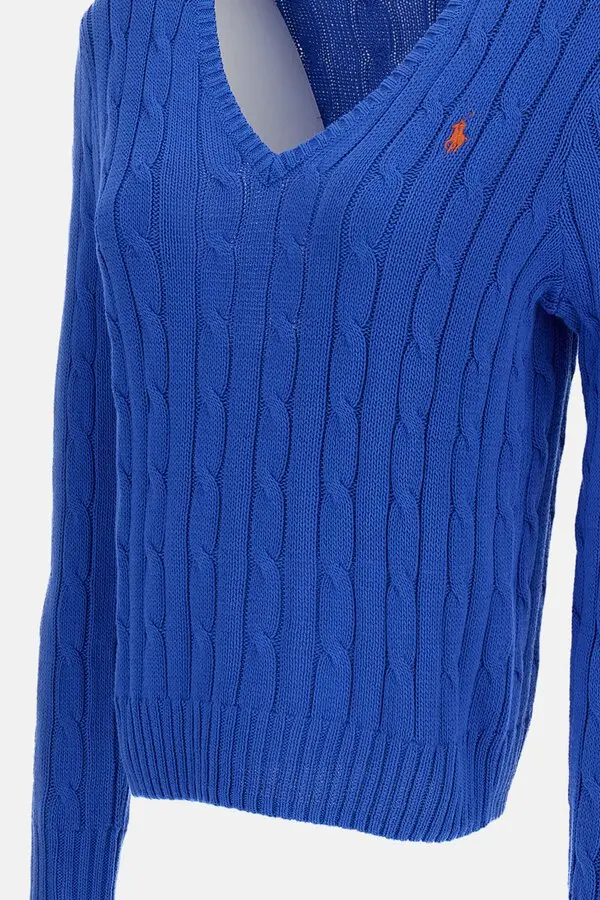 Polo Ralph Lauren V-neck Cable Knit Sweater - Azzurro
