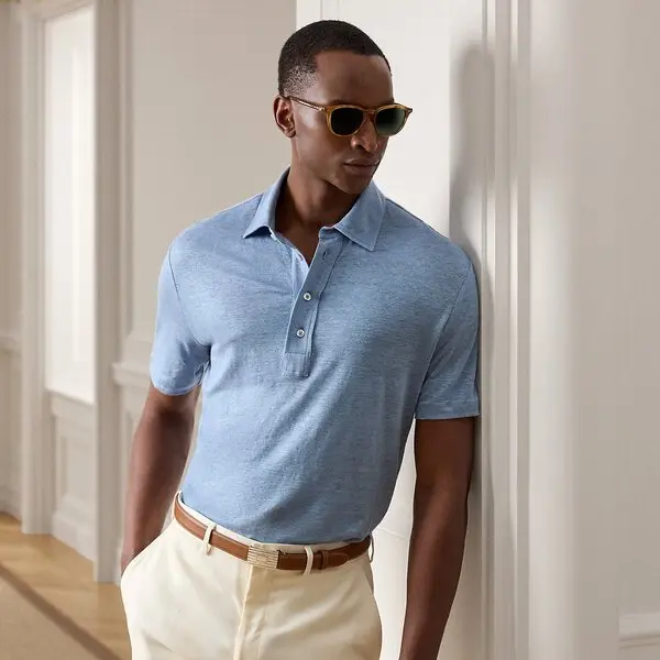 Ralph Lauren Linen Jersey Polo Shirt - Windward Blue