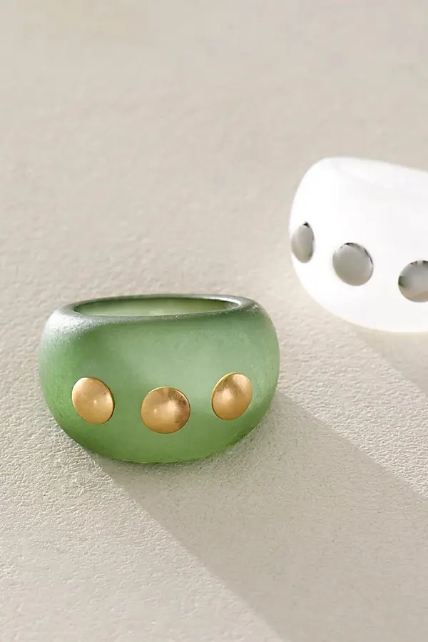 Free People Marlowe Resin Ring - Sage
