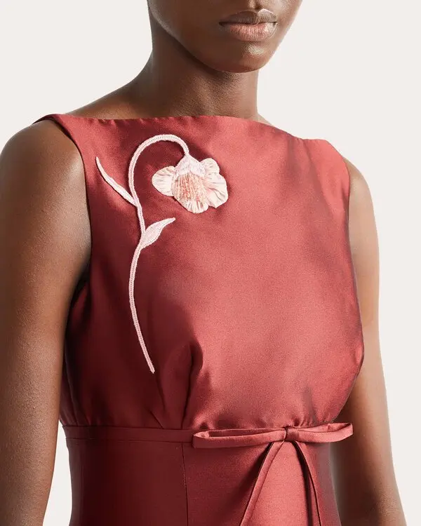 Erdem Embroidered Mikado Flared Midi Dress