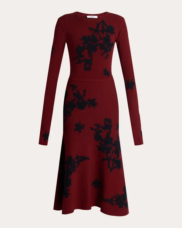 Erdem Floral Jacquard Knit Midi Dress - Red