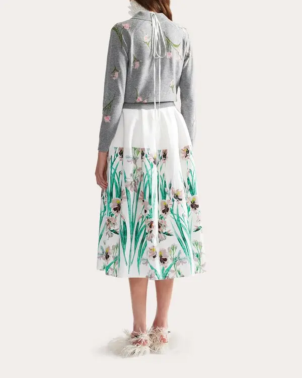 Erdem Embroidered Floral Wool Polo Sweater