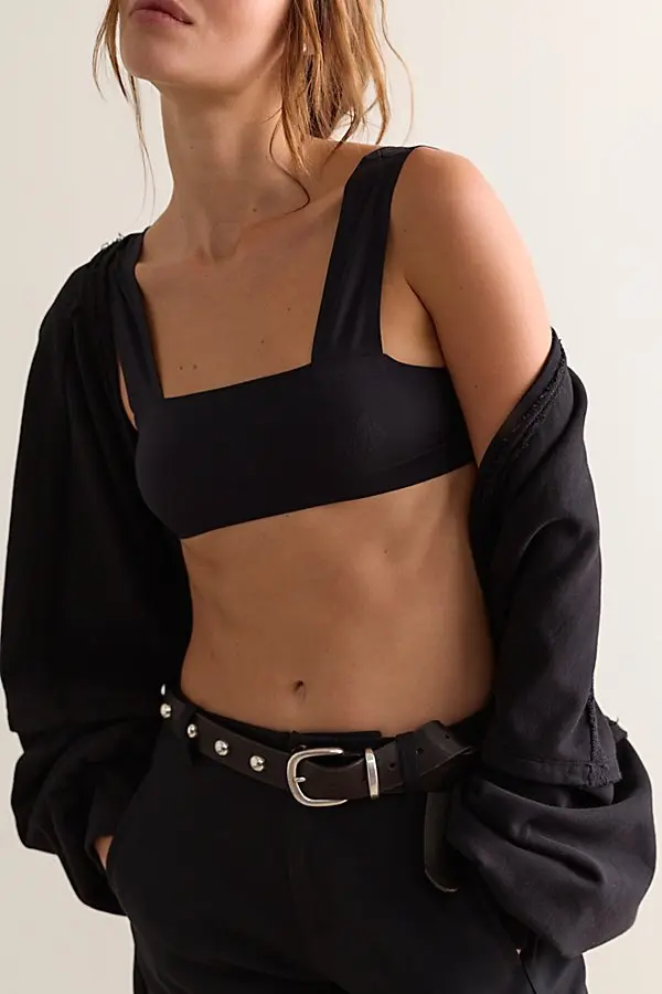 Free People Round Two Square Neck Bralette - Black