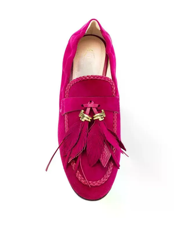 TOD'S Feather Detail Loafers - Pink