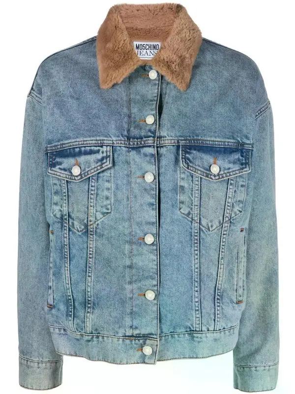 Moschino Shearling Collar Denim Jacket - Blue