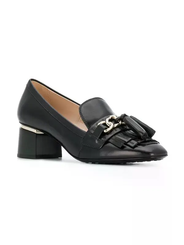 TOD'S Leather Loafers With Tassel And Chain Detail