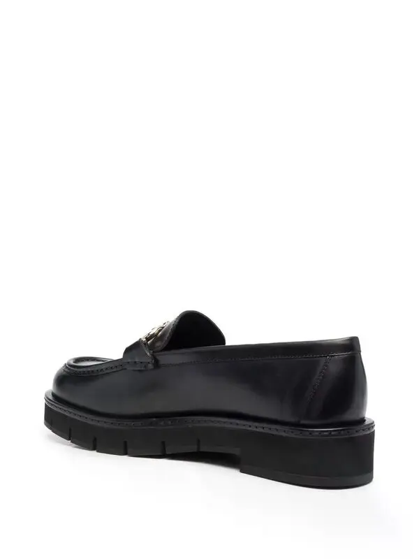 FERRAGAMO Rolo Chunky Leather Loafers - Black
