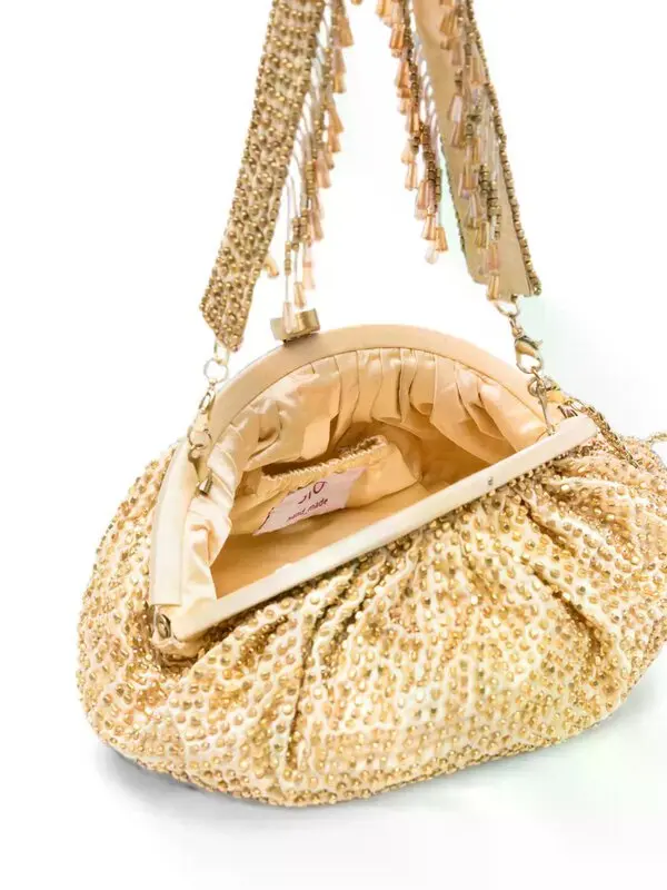 SLO_HAND_MADE Bead-embellished Clutch Bag - Gold