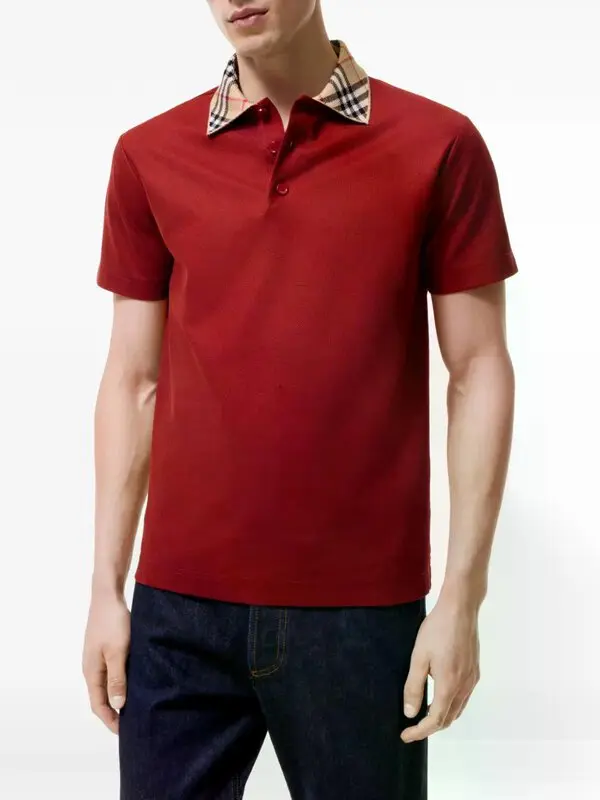 Burberry Check-collar Cotton Polo Shirt