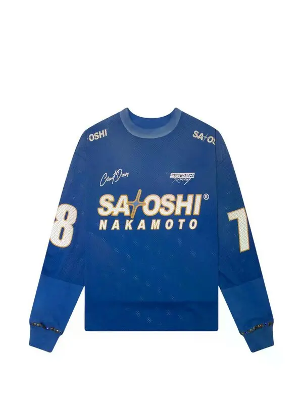 SATOSHI NAKAMOTO Crystal Embellished Mesh Sweater