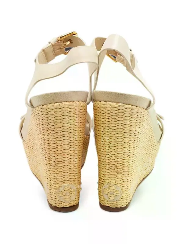 LOUIS VUITTON Buckled Platform Wedge Sandals