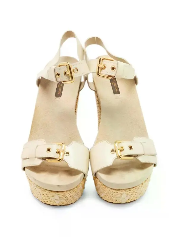 LOUIS VUITTON Buckled Platform Wedge Sandals