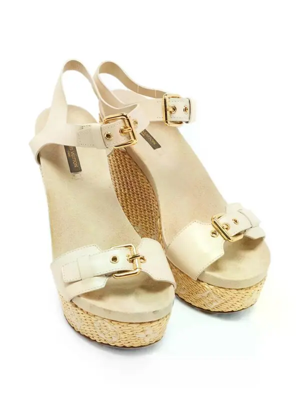 LOUIS VUITTON Buckled Platform Wedge Sandals