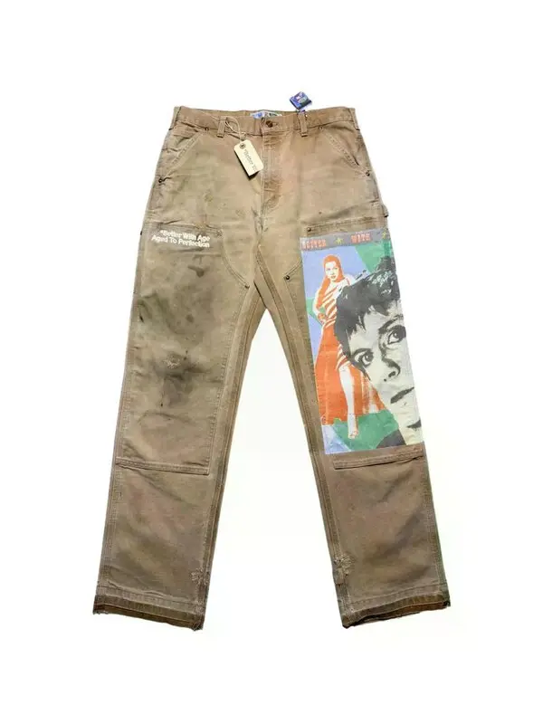 BETTER WITH AGE Graphic Print Belt-loop Trousers