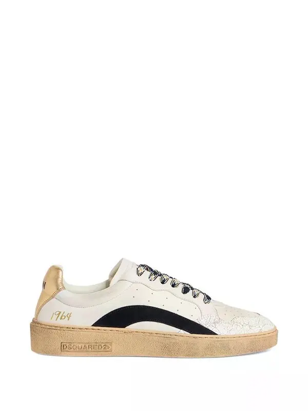Dsquared2 Rider Leather Sneakers With Suede Accents - Neutrals