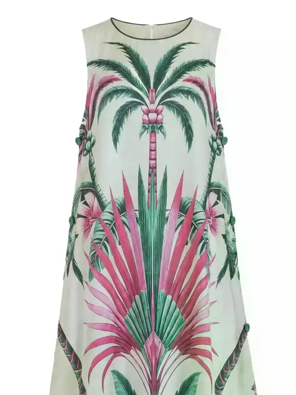 F.R.S FOR RESTLESS SLEEPERS Penelope Palm-print Silk Maxi Dress - Neutrals