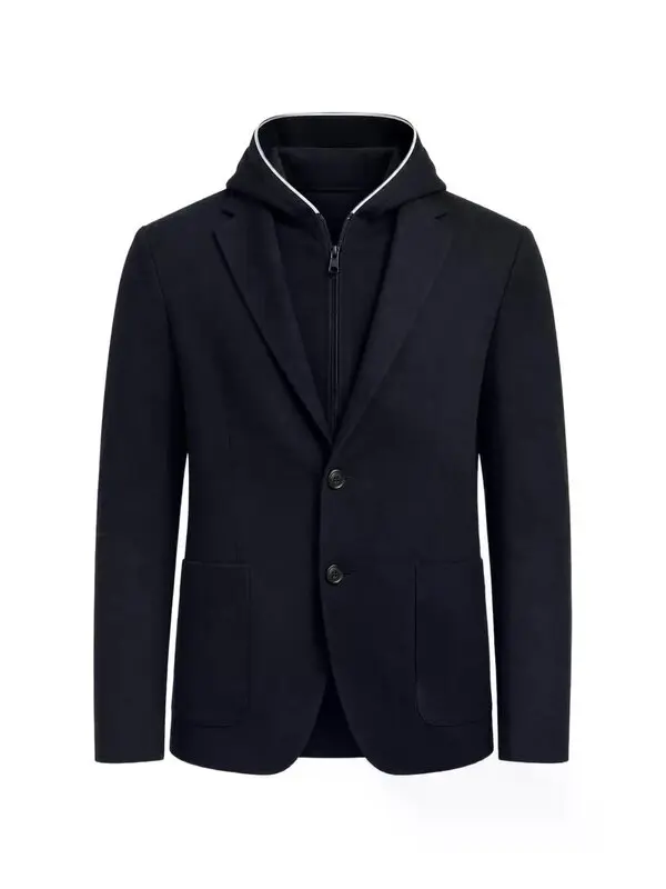 FRADI Navy Hooded Single-breasted Jacket