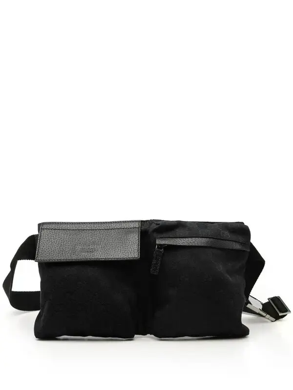 Gucci Gg Canvas Double Pocket Belt Bag - Black