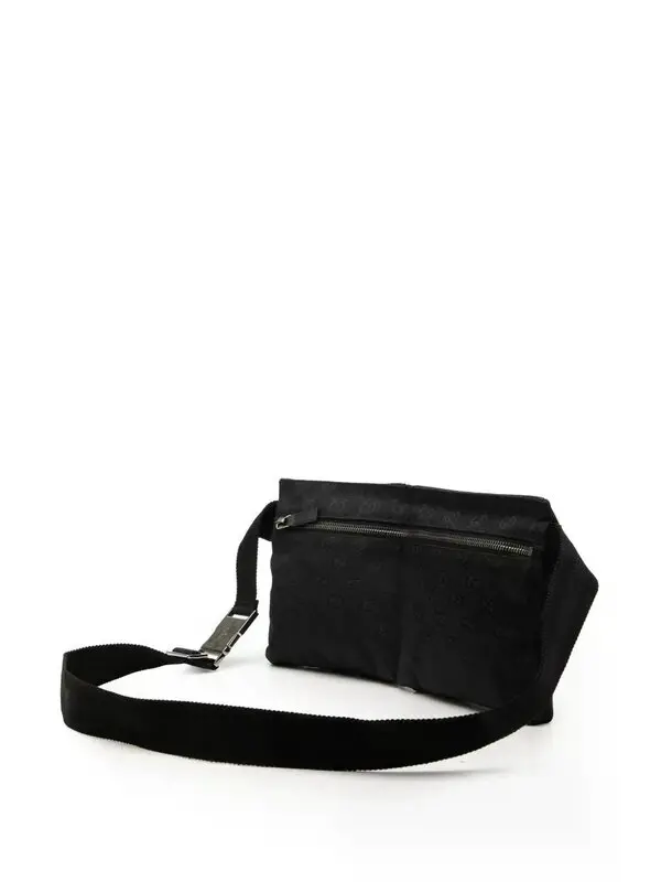 Gucci Gg Canvas Double Pocket Belt Bag - Black